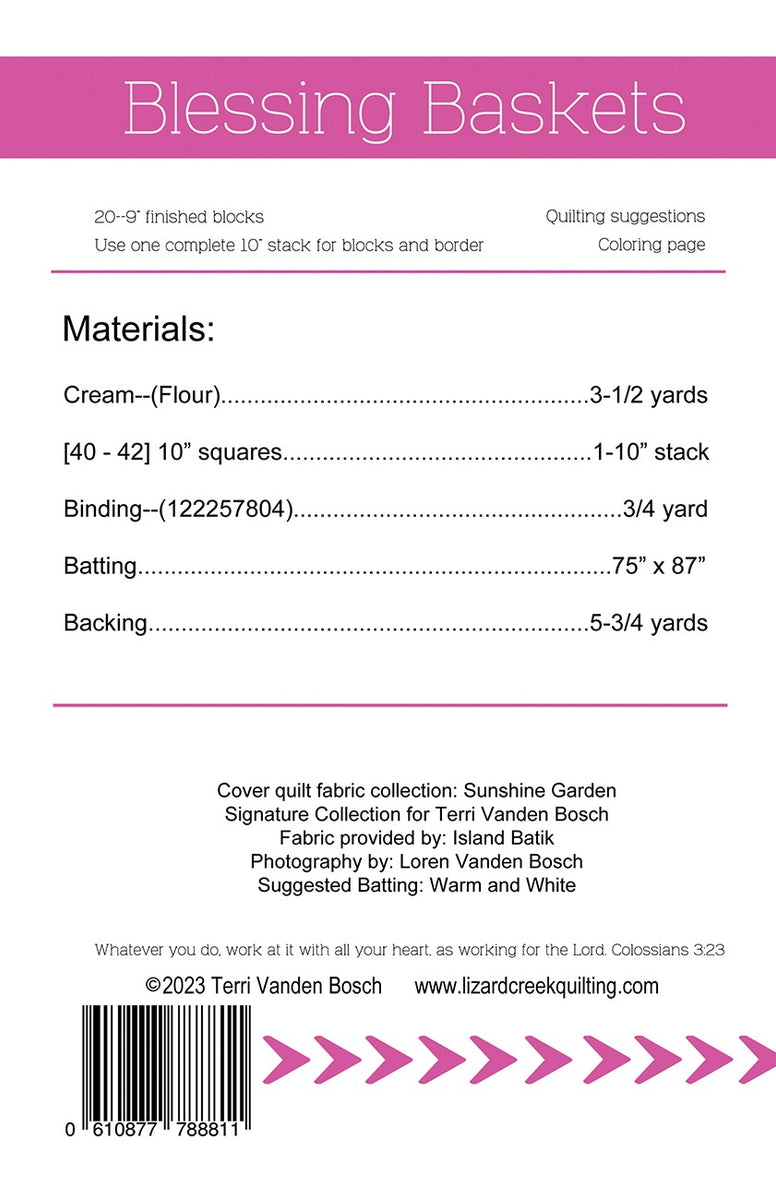 Blessing Baskets Quilt Pattern – Quilting Books Patterns and Notions