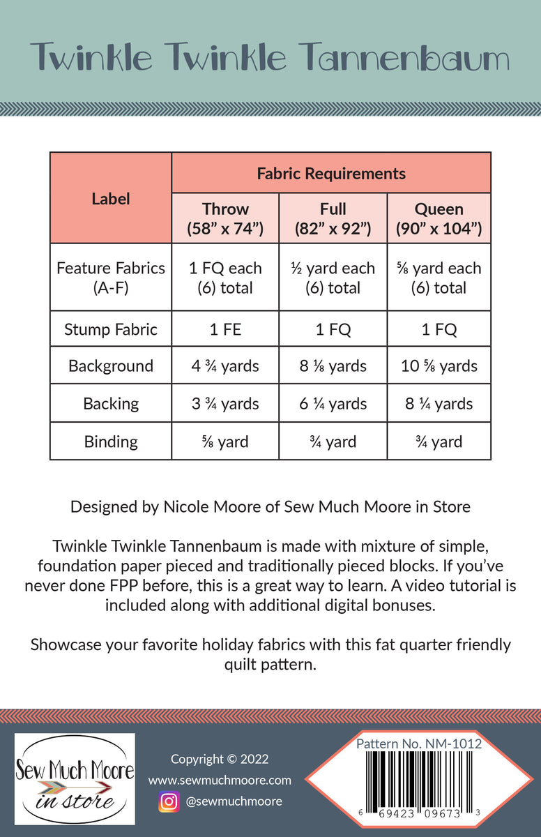 Twinkle Twinkle Tannenbaum Quilt Pattern – Quilting Books Patterns and Notions