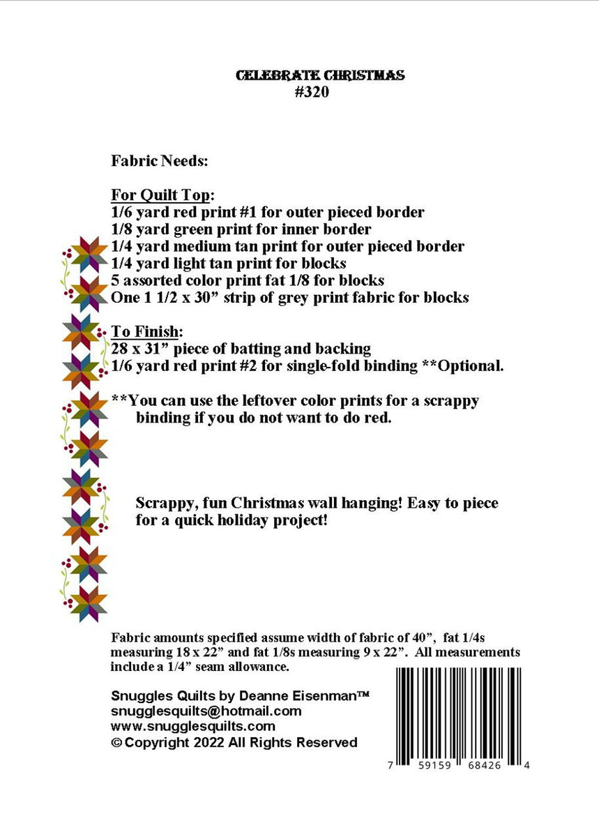 Celebrate Christmas Quilt Pattern – Quilting Books Patterns and Notions