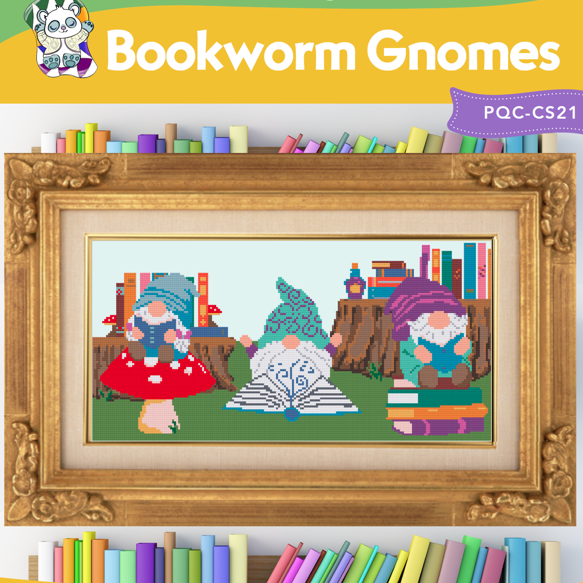 Bookworm Gnomes Downloadable Cross Stitch Pattern – Quilting Books ...