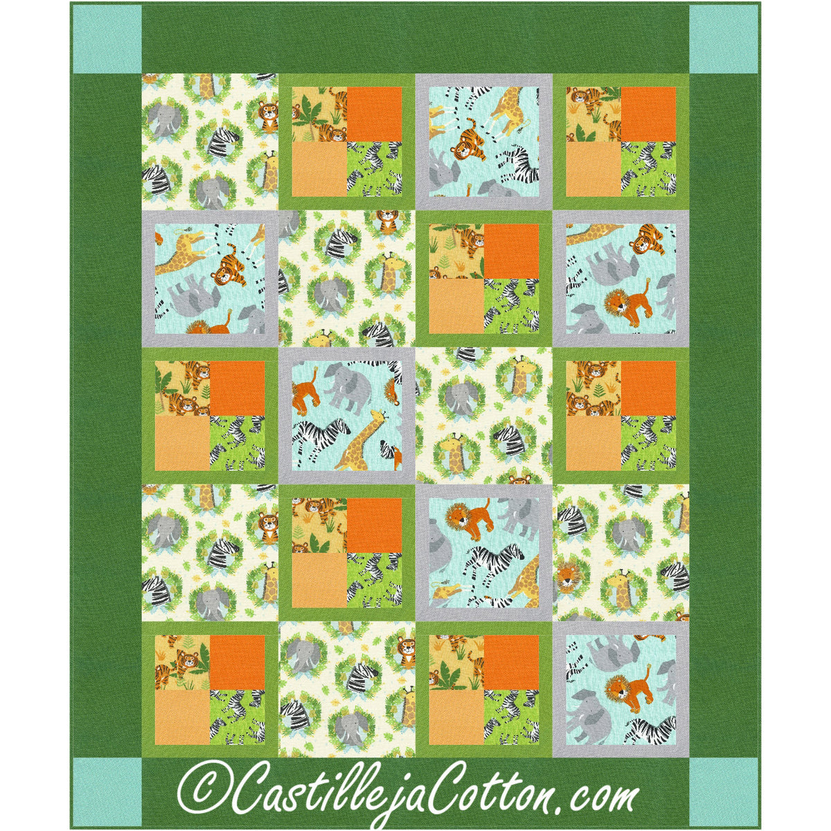 Framed Four Patch Jungle Boogie Downloadable Pattern – Quilting Books ...