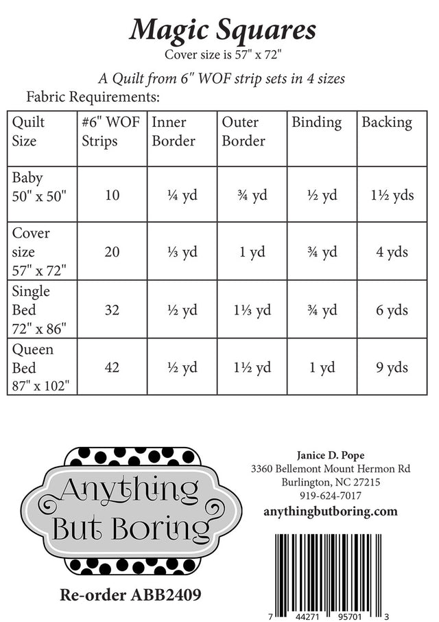 Magic Squares Quilt Pattern – Quilting Books Patterns and Notions