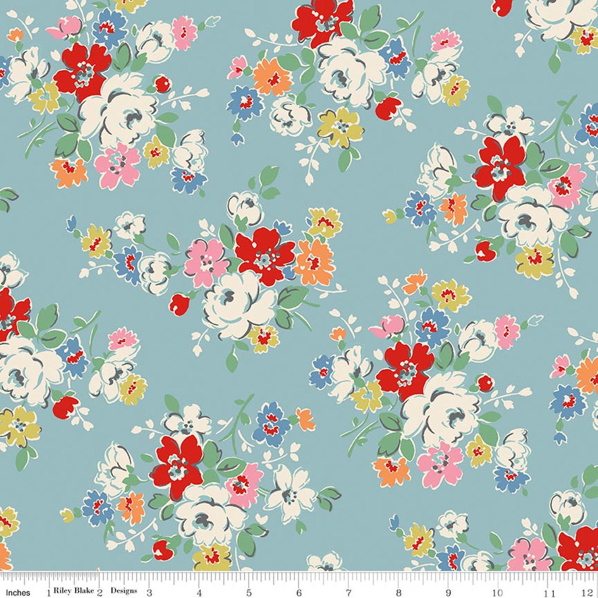 Cath Kidston® Signature Collection Clifton Rose Blue Quilt Fabric ...