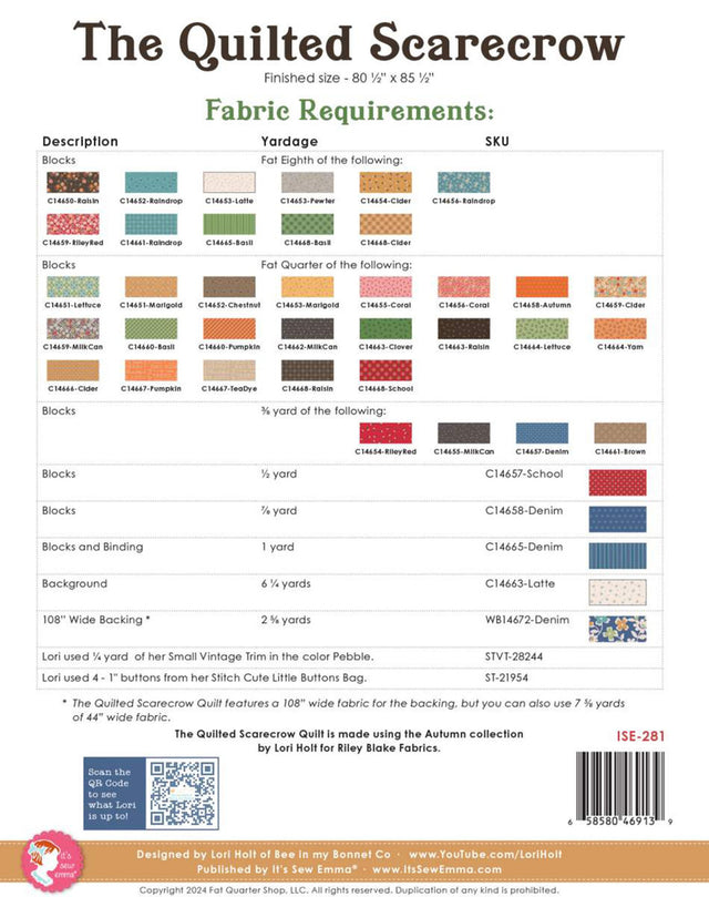 The Quilted Scarecrow Quilt Pattern – Quilting Books Patterns and Notions