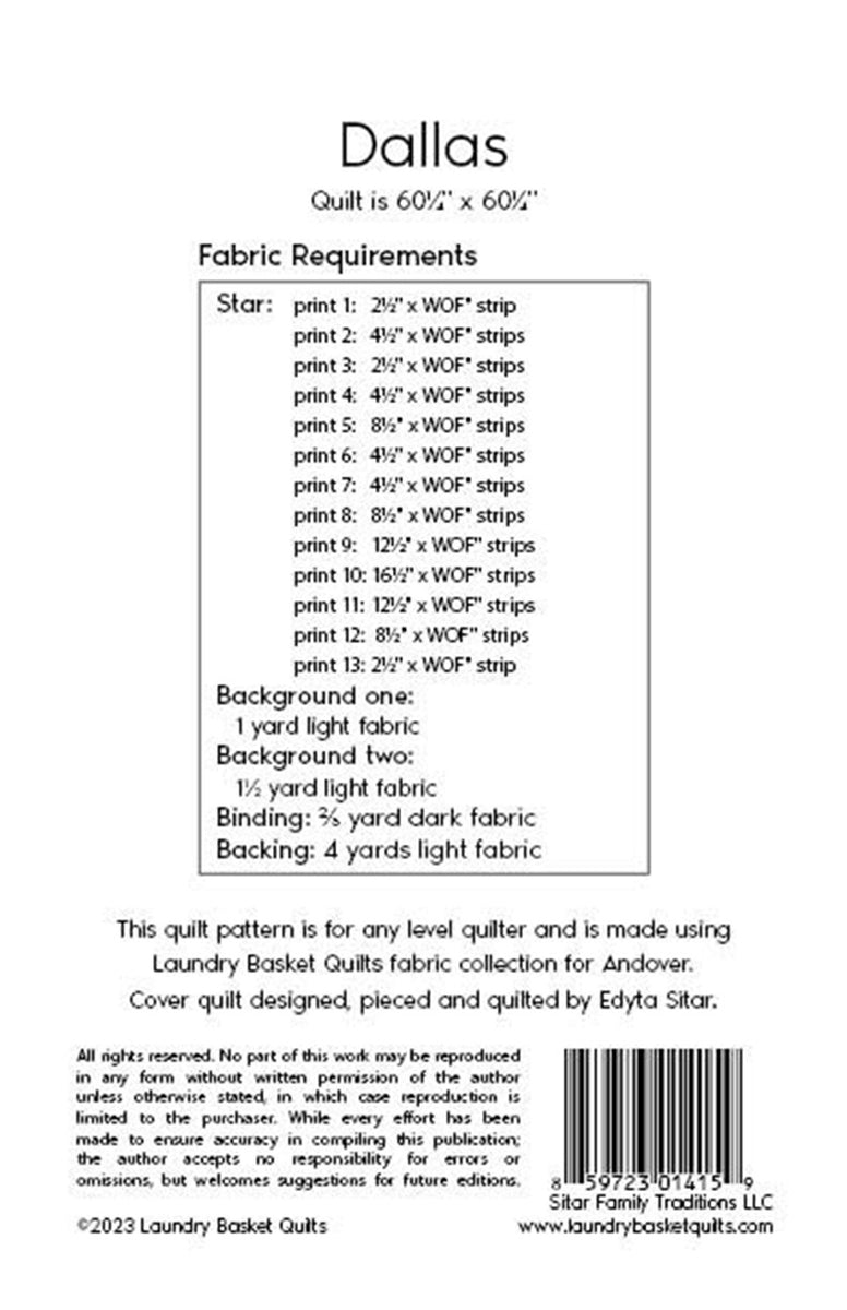 Dallas Quilt Pattern – Quilting Books Patterns and Notions