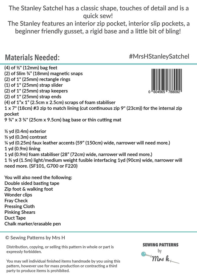 The Stanley Satchel Pattern – Quilting Books Patterns and Notions