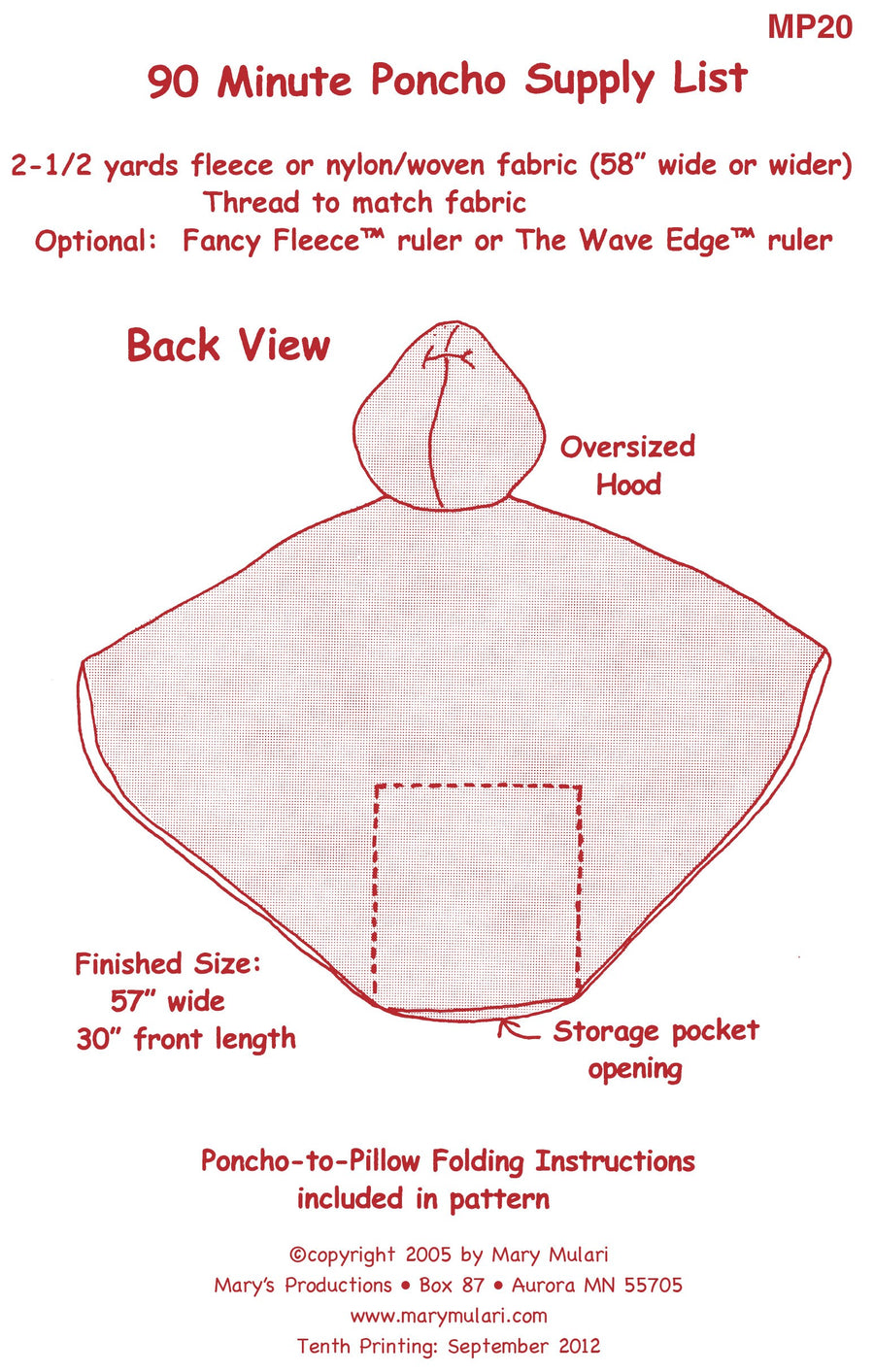 90 Minute Poncho Pattern – Quilting Books Patterns and Notions