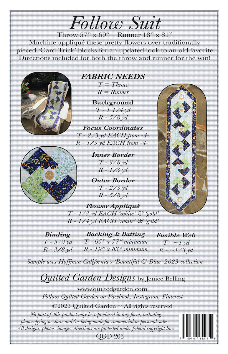 Follow Suit Quilt Pattern – Quilting Books Patterns and Notions