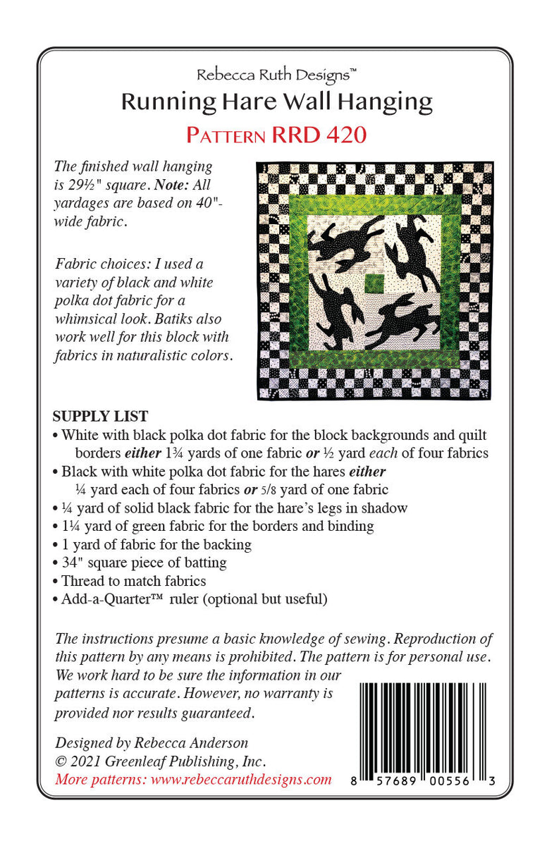 Running Hare Wall Hanging Downloadable Pattern – Quilting Books ...