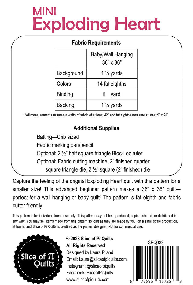 Mini Exploding Heart Quilt Pattern – Quilting Books Patterns and Notions
