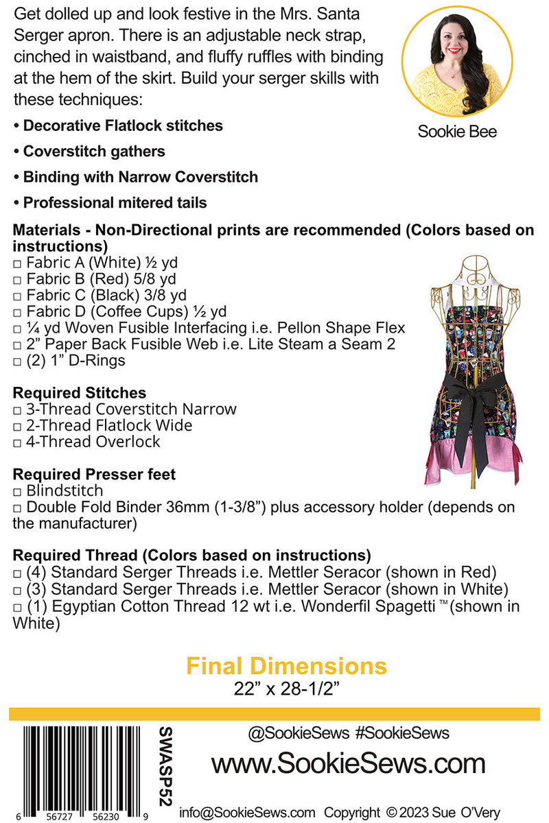 Mrs. Santa Apron Serger Pattern – Quilting Books Patterns and Notions