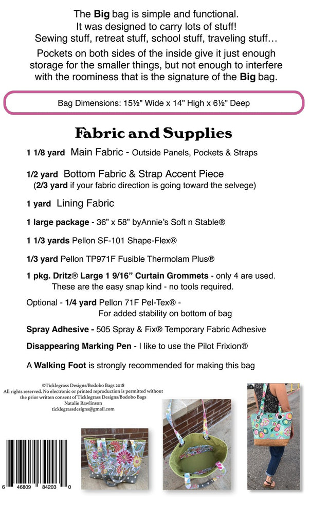 The Big Bag Pattern – Quilting Books Patterns and Notions