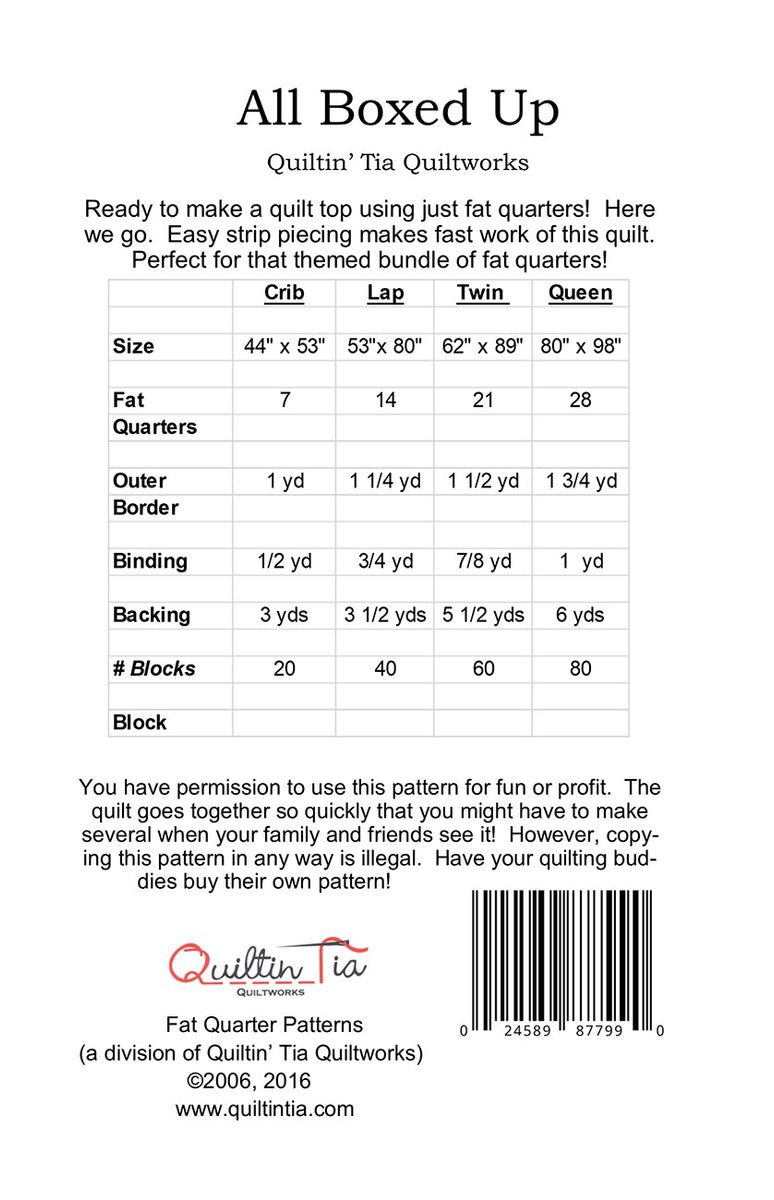 All Boxed Up Quilt Pattern – Quilting Books Patterns and Notions