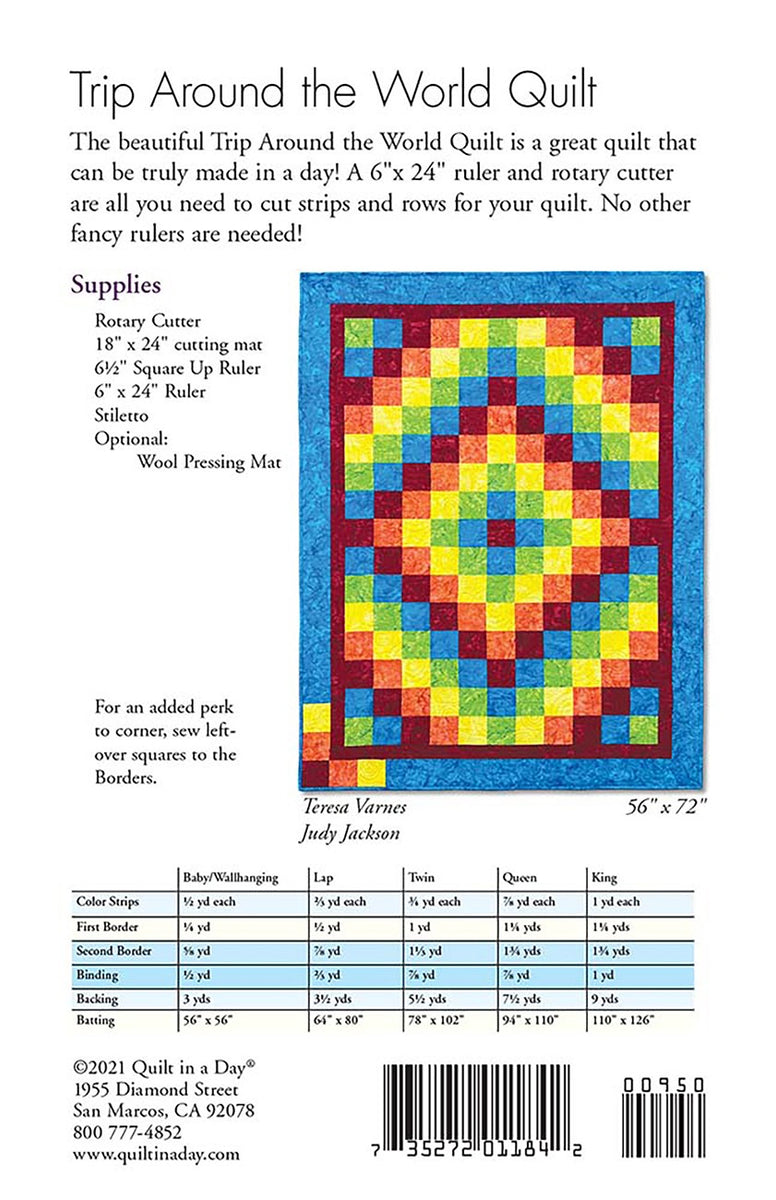 Trip Around the World Quilt Pattern Quilt Patterns – Quilting Books ...