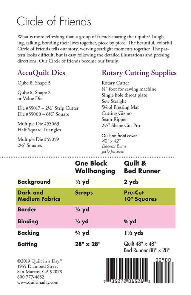 Circle of Friends for Rotary & AccuQuilt Quilting Patterns – Quilting ...