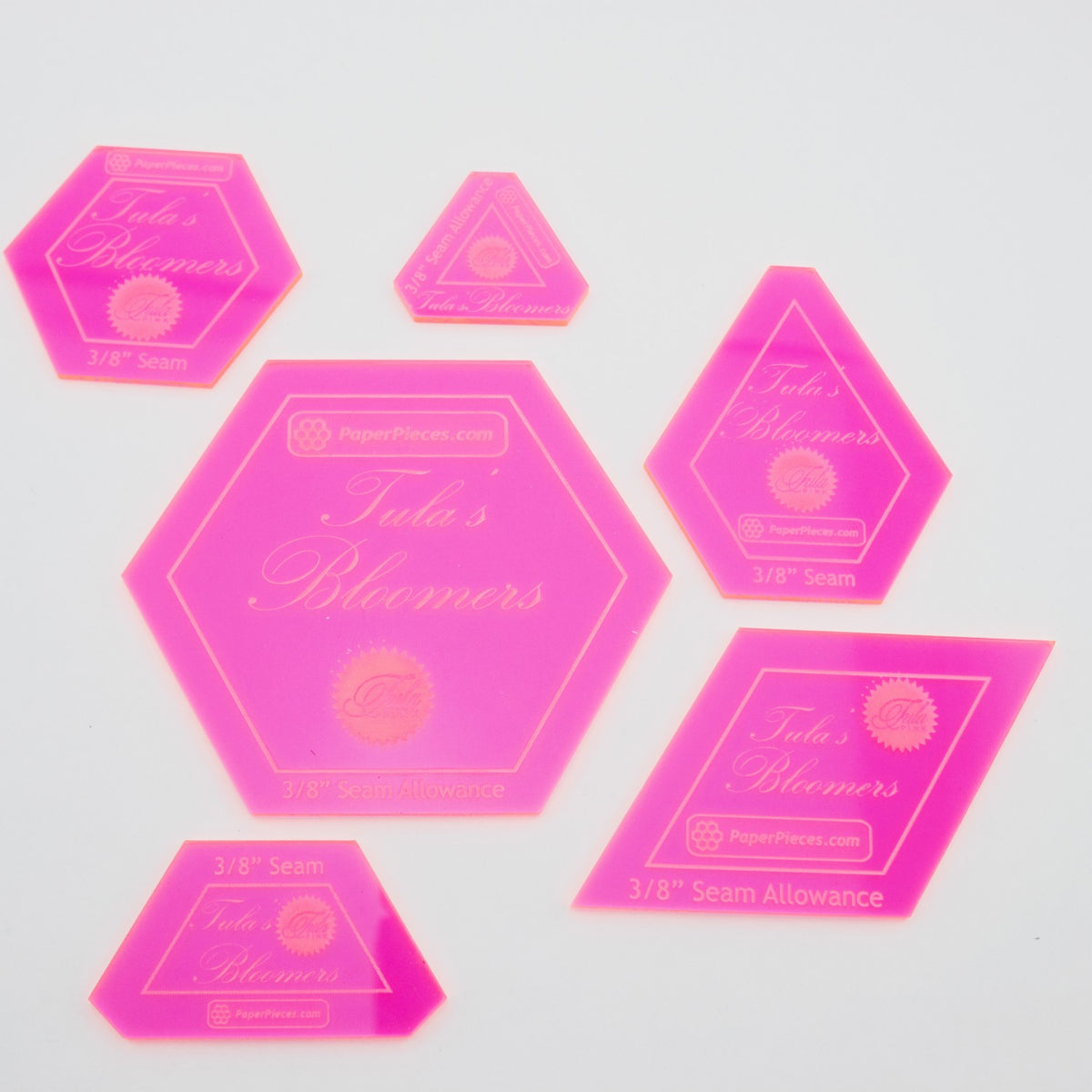 4 Piece Pink Acrylic templates Set for Tula's Bloomers Quilters Pattern ...