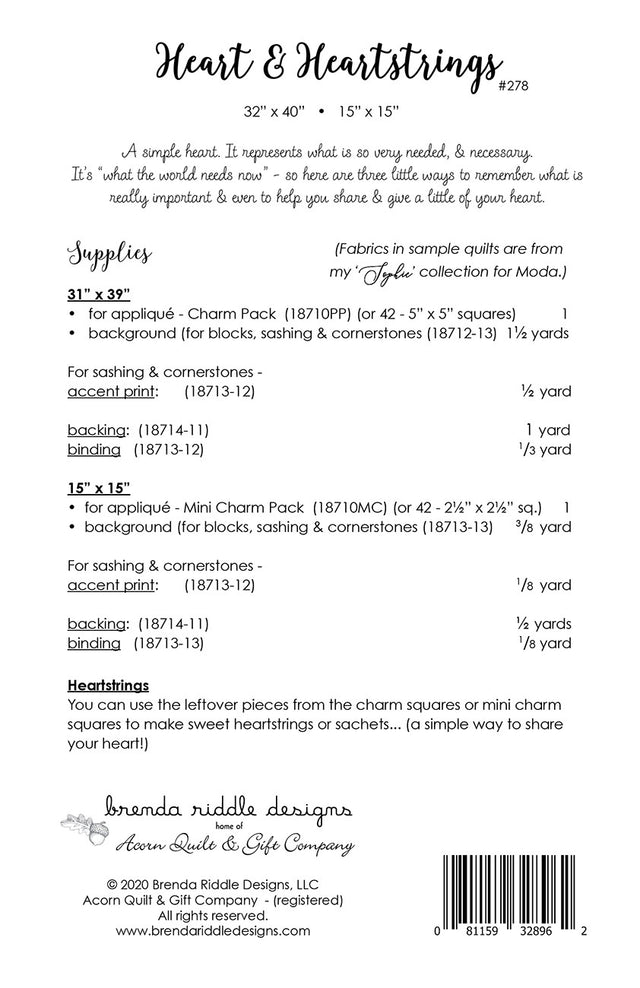 Heart & Heartstrings Patterns – Quilting Books Patterns and Notions