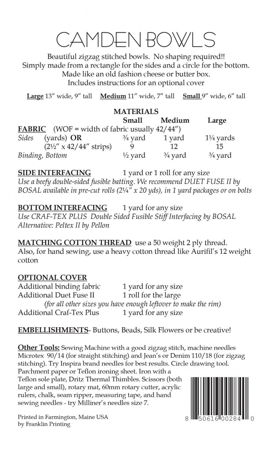 Camden Bowls Patterns – Quilting Books Patterns and Notions