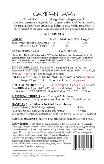 Camden Bags Patterns – Quilting Books Patterns and Notions