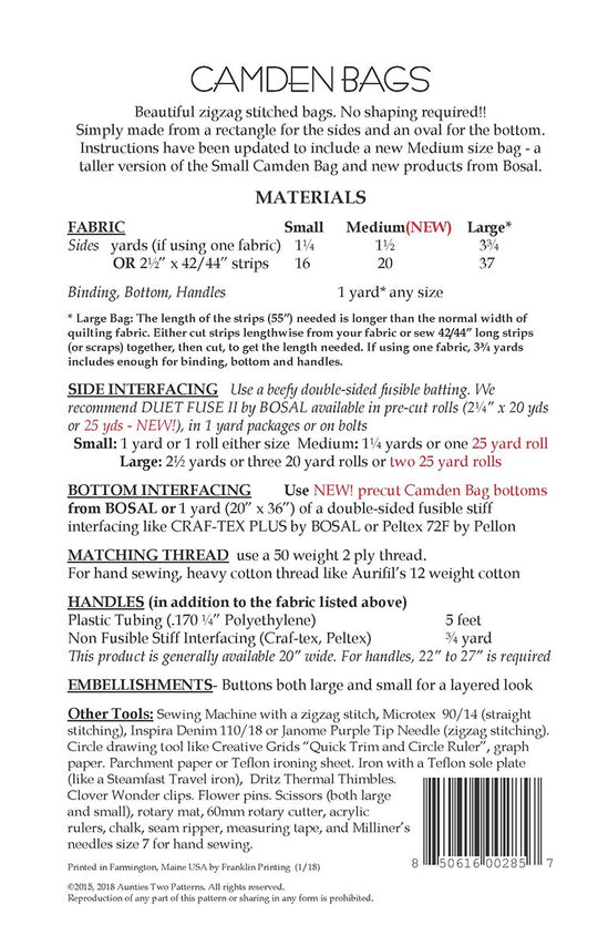 Camden Bags Patterns – Quilting Books Patterns and Notions