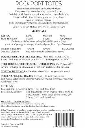 Rockport Tote Quilting Pattern – Quilting Books Patterns and Notions