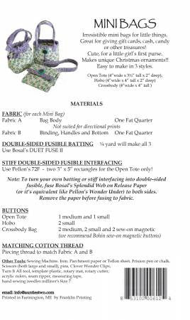 Mini Bags Quilting Pattern – Quilting Books Patterns and Notions