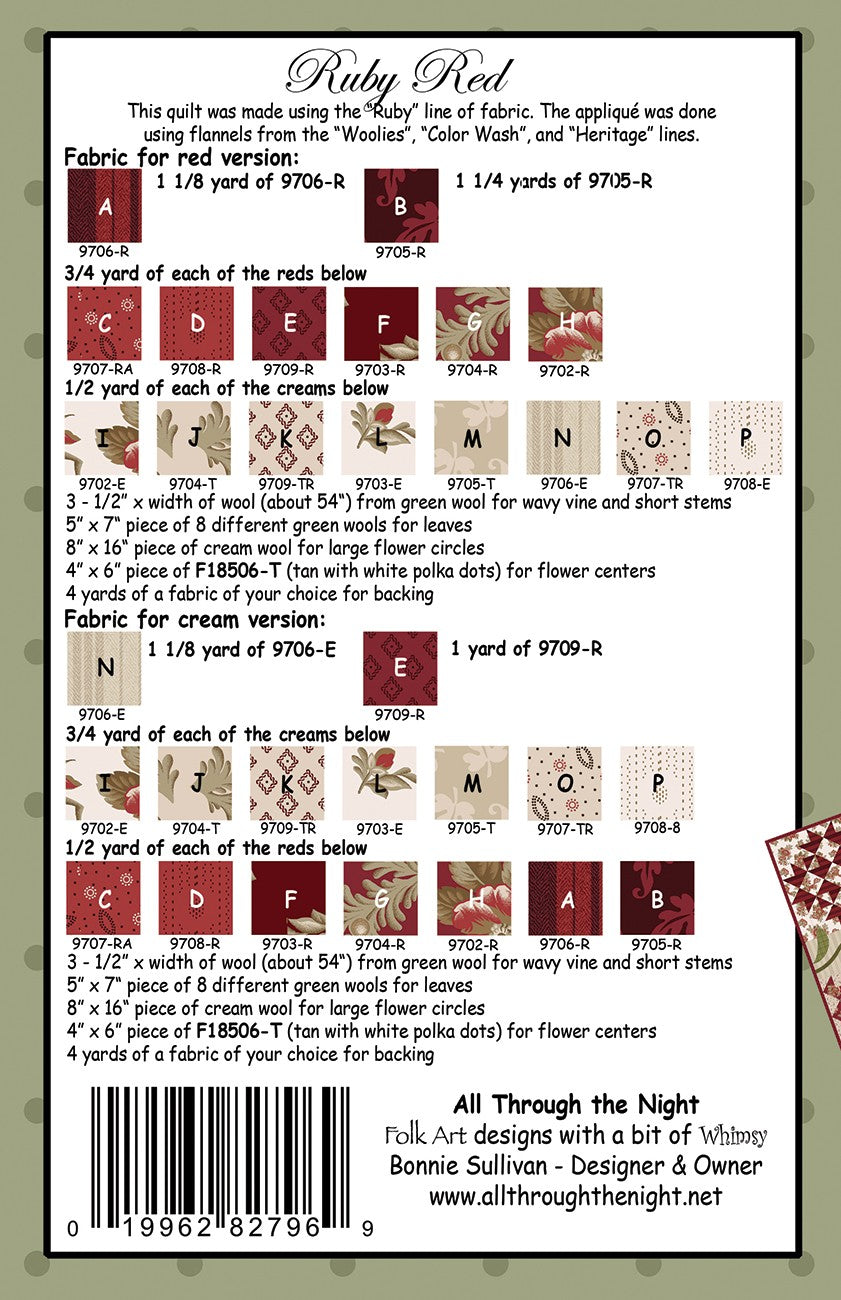 Ruby Red Pattern – Quilting Books Patterns and Notions