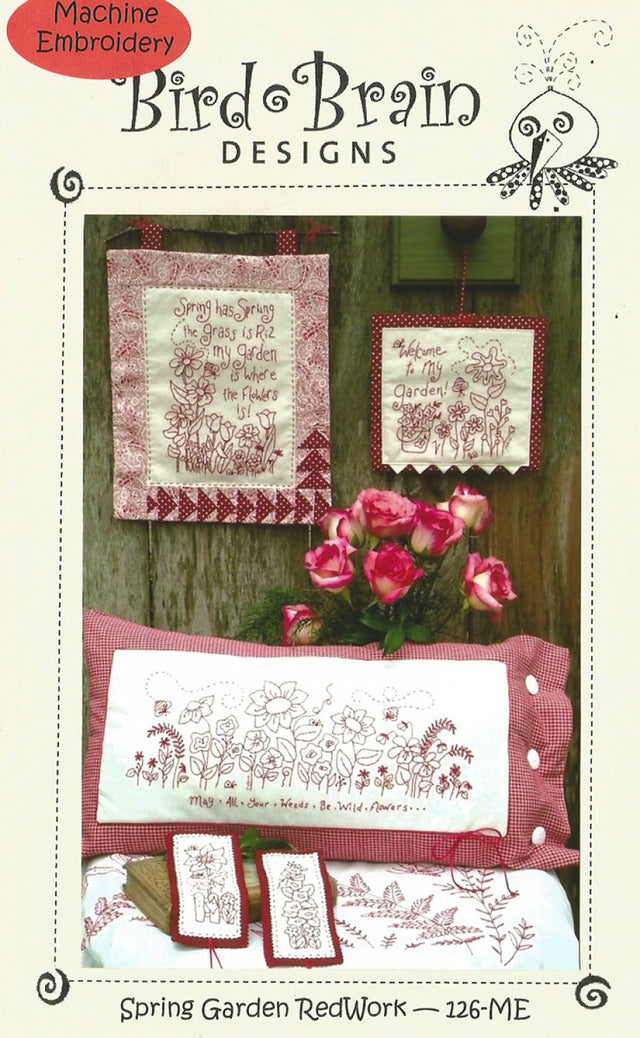 Spring Garden Redwork CD QBPN Pattern – Quilting Books Patterns and Notions