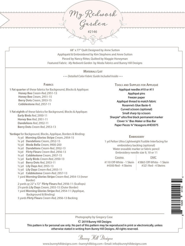 My Redwork Garden Quilting Patterns – Quilting Books Patterns and Notions