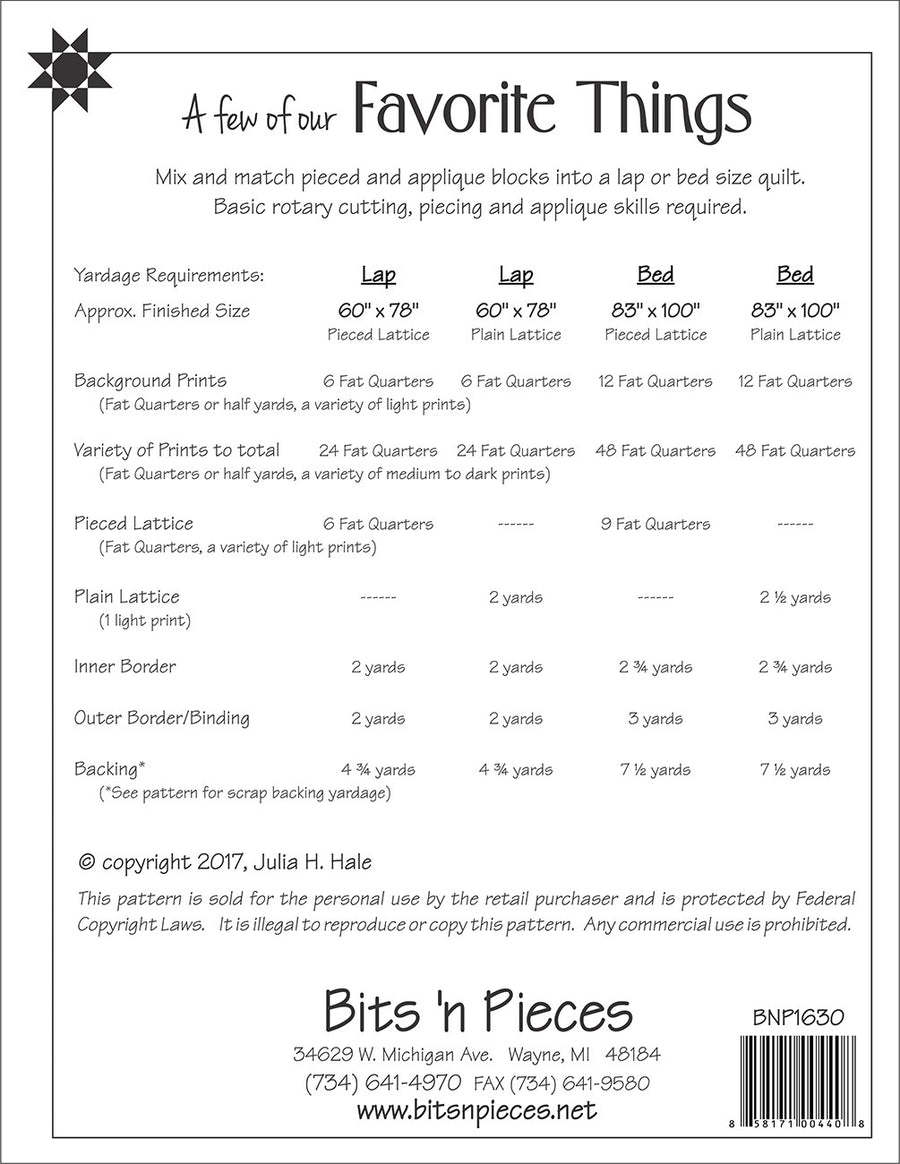 Favorite Things Block Of The Month Quilting Patterns – Quilting Books ...