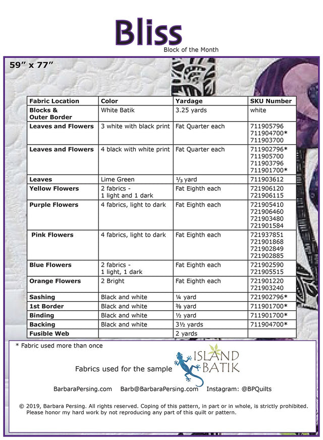 Bliss Pattern – Quilting Books Patterns and Notions