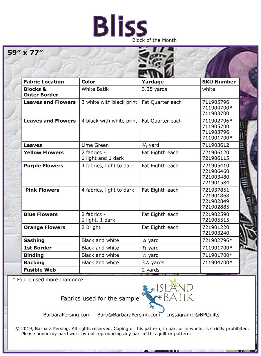 Bliss Pattern – Quilting Books Patterns and Notions