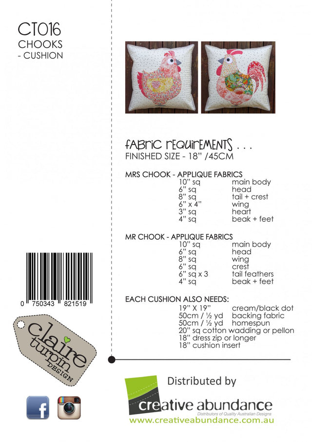 Chooks Pattern – Quilting Books Patterns and Notions