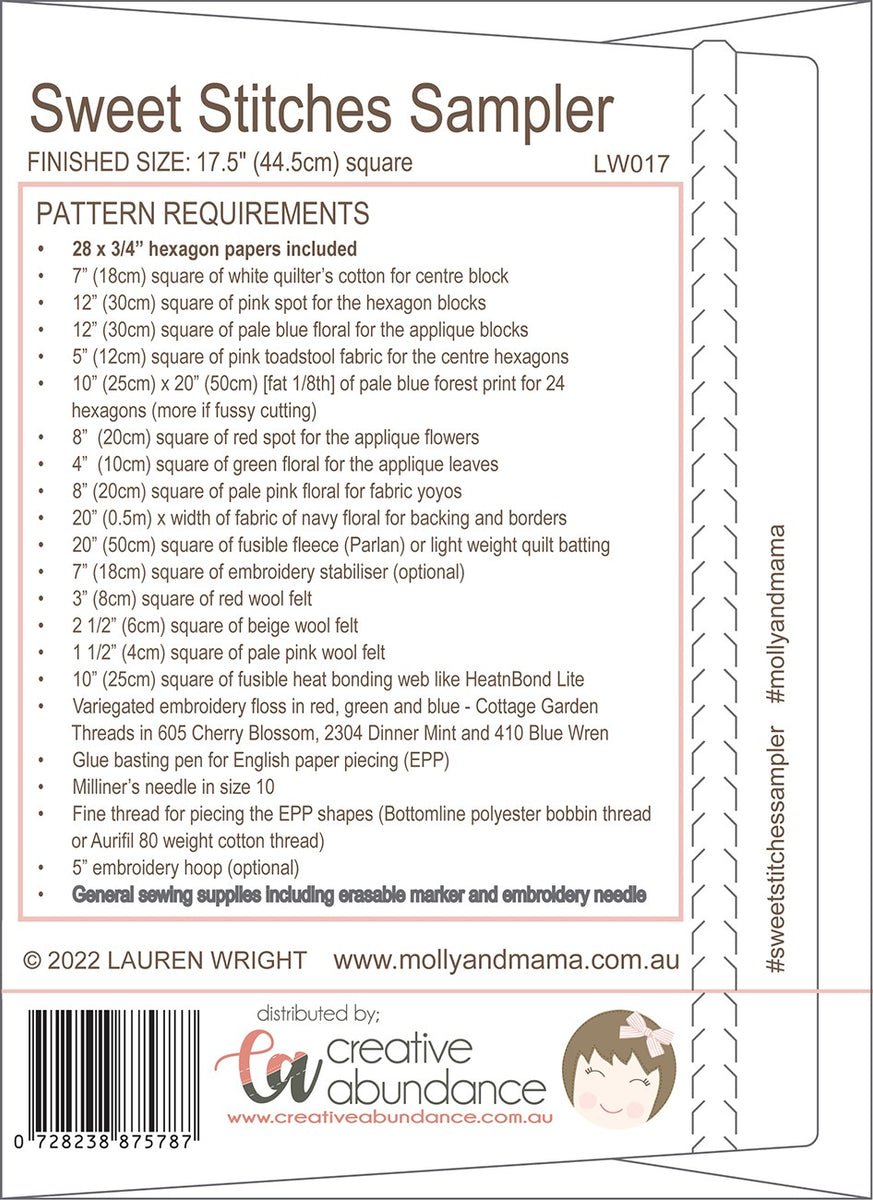 Sweet Stitches Sampler Pattern – Quilting Books Patterns and Notions