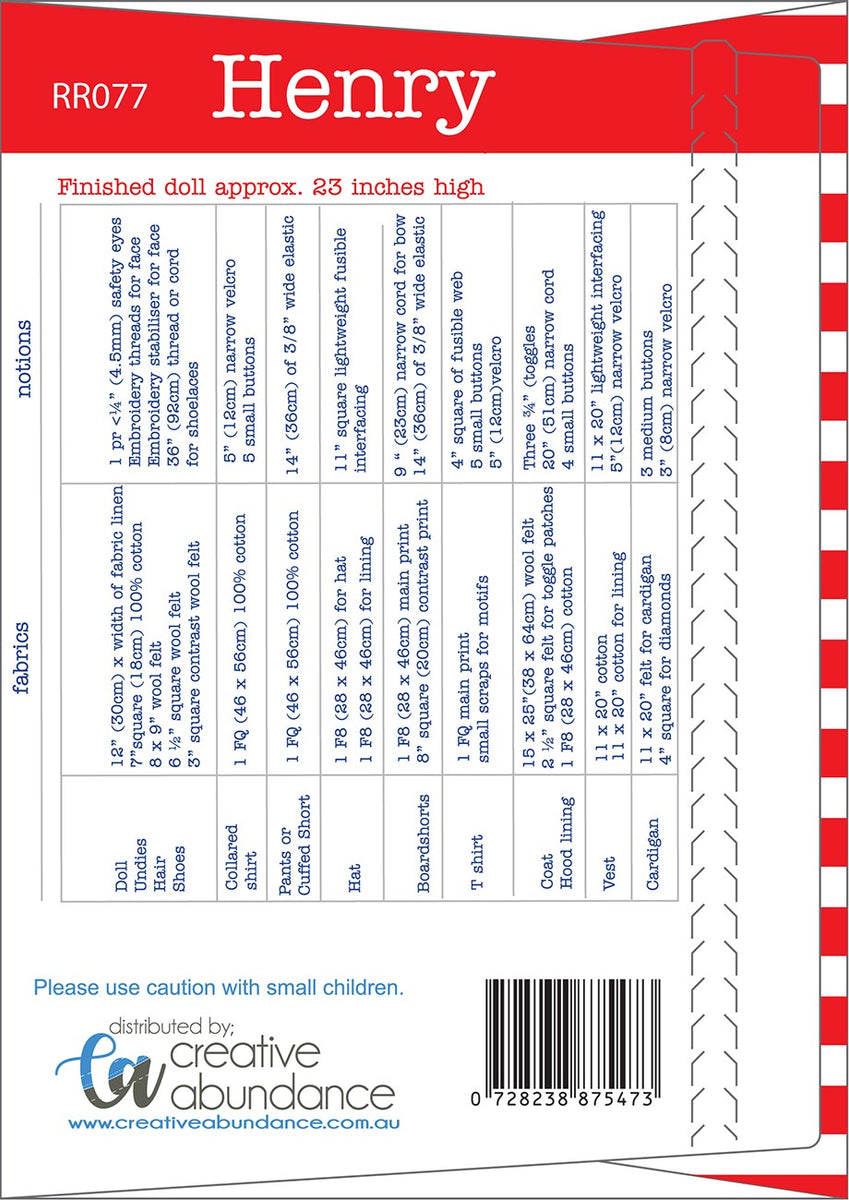 Henry Pattern – Quilting Books Patterns and Notions