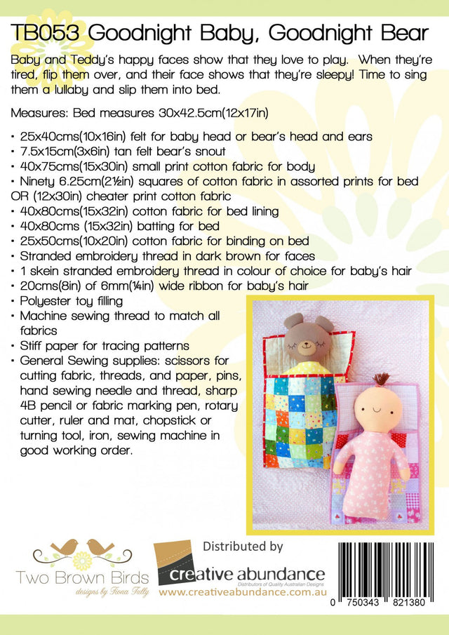 Goodnight Baby, Goodnight Bear Pattern – Quilting Books Patterns and ...