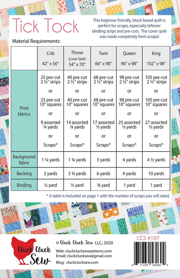 Tick Tock Pattern – Quilting Books Patterns and Notions