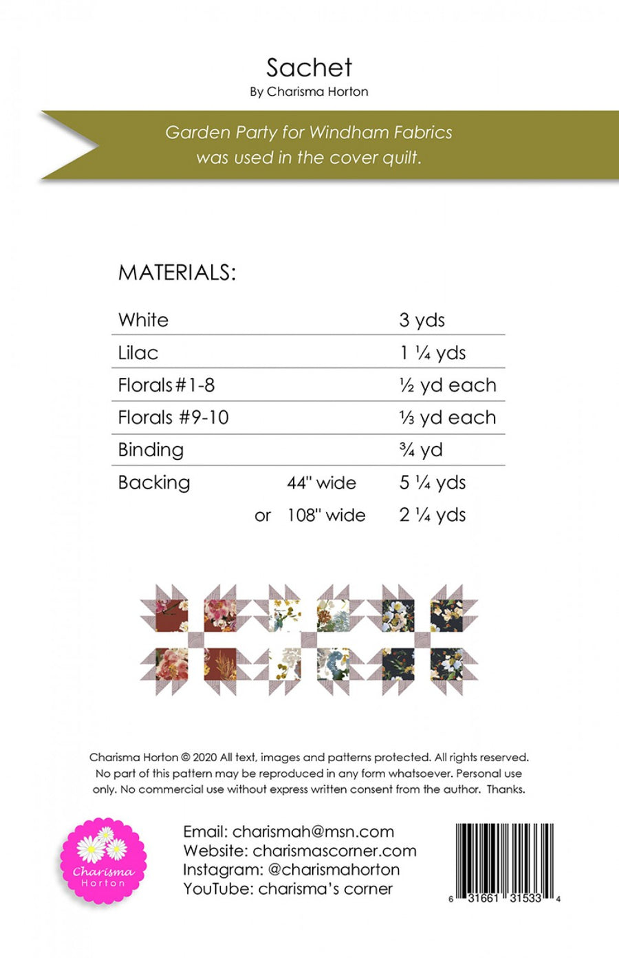 Sachet Quilt Pattern Patterns – Quilting Books Patterns and Notions