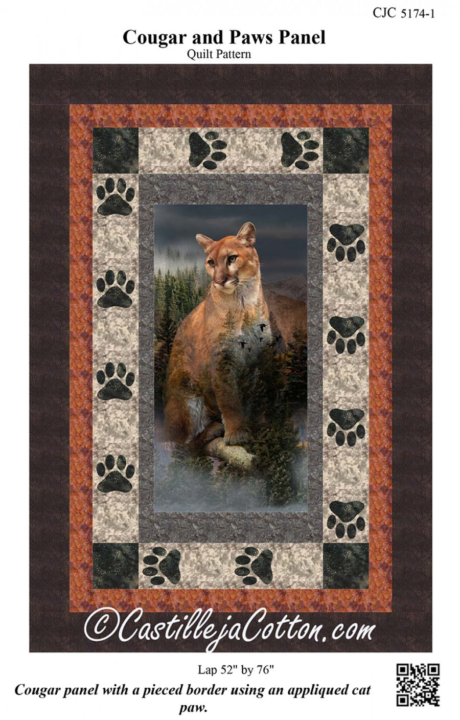 Cougar and Paws Panel Pattern Quilters Pattern – Quilting Books ...