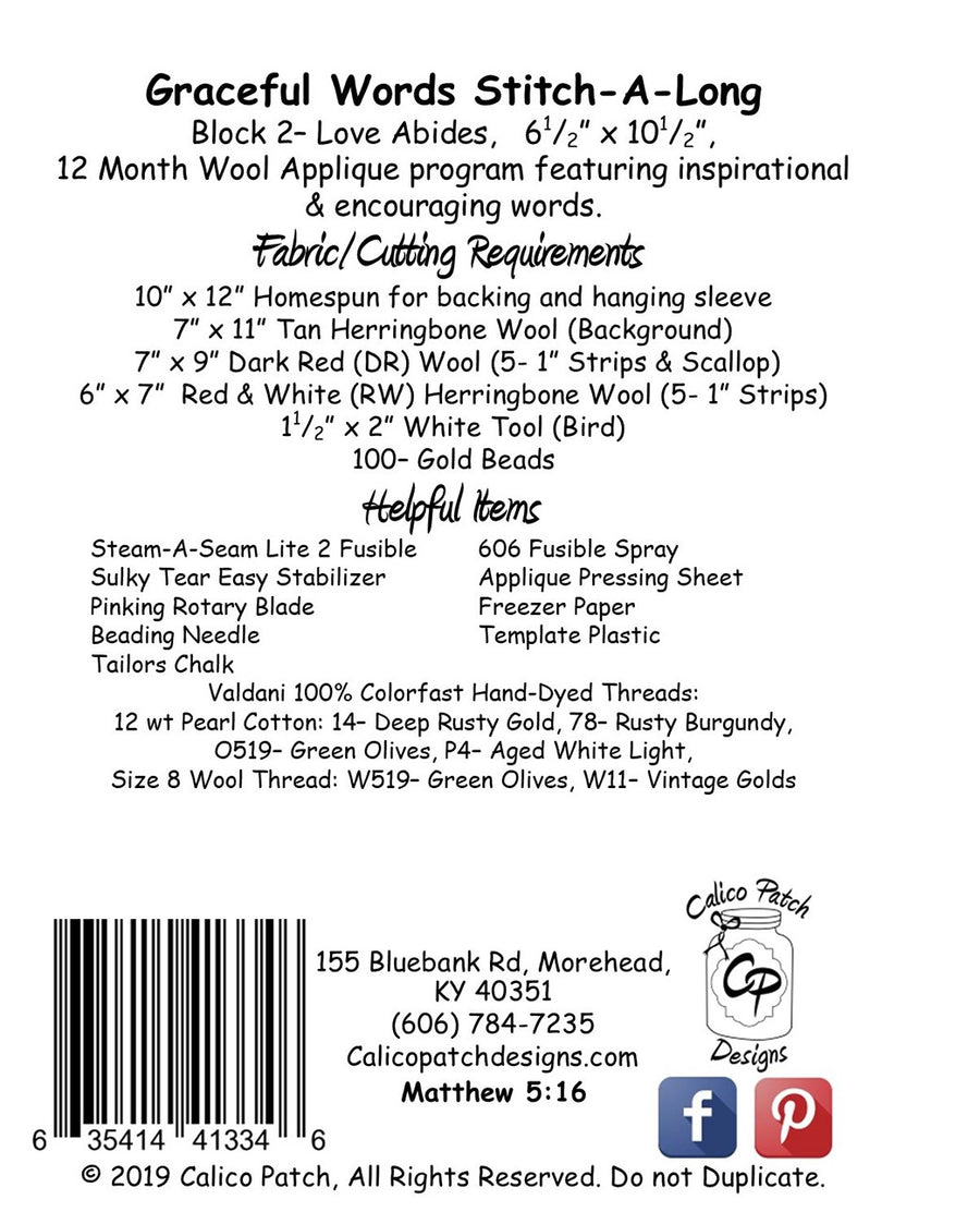 Graceful Words 2: Love Abides Patterns – Quilting Books Patterns and ...