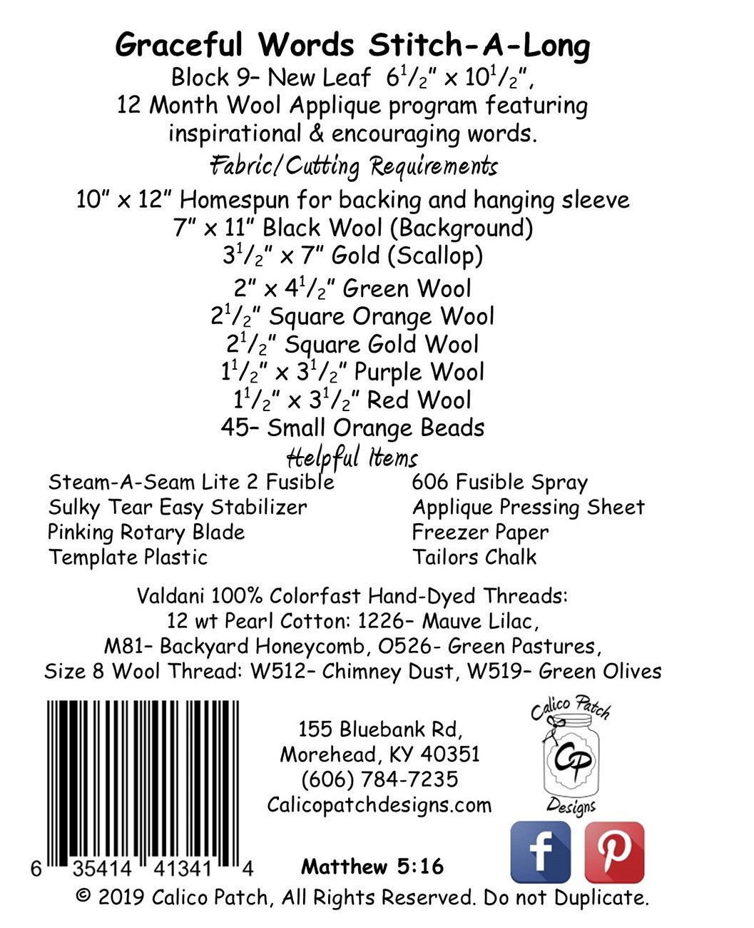 Graceful Words 9: New Leaf Patterns – Quilting Books Patterns and Notions