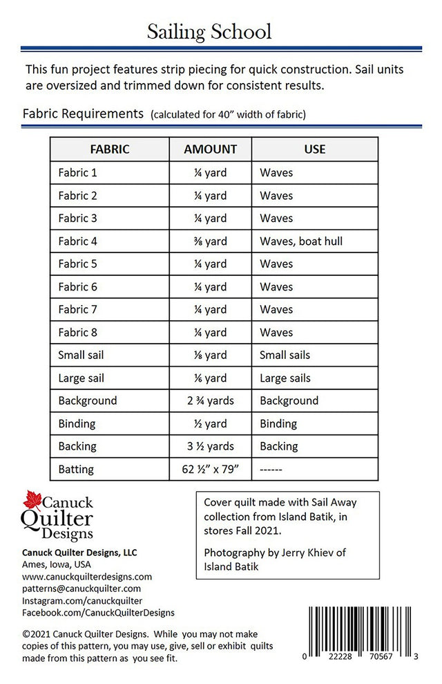Sailing School Patterns – Quilting Books Patterns and Notions