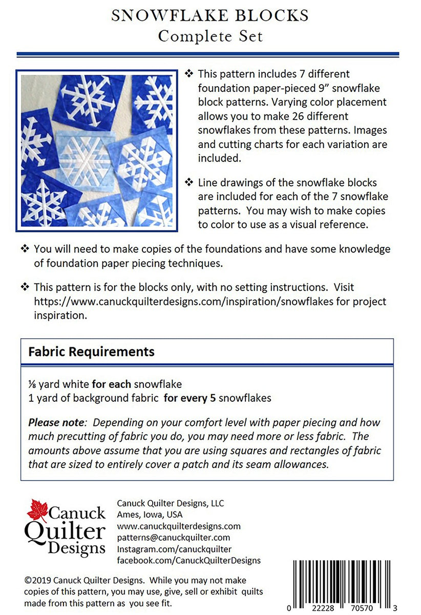 Snowflake Blocks Complete Set Patterns – Quilting Books Patterns and ...