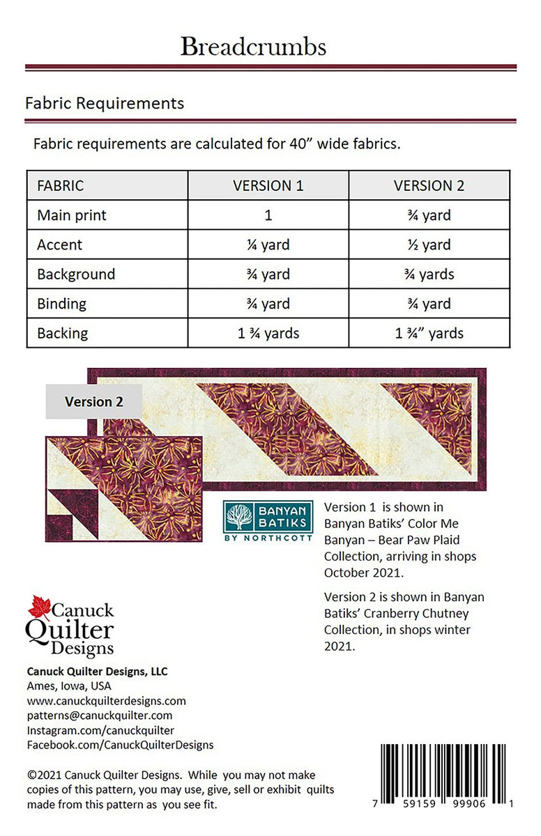Breadcrumbs Patterns – Quilting Books Patterns and Notions