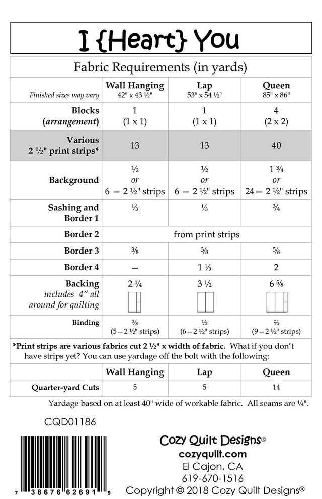 I {Heart} You Quilters Pattern – Quilting Books Patterns and Notions