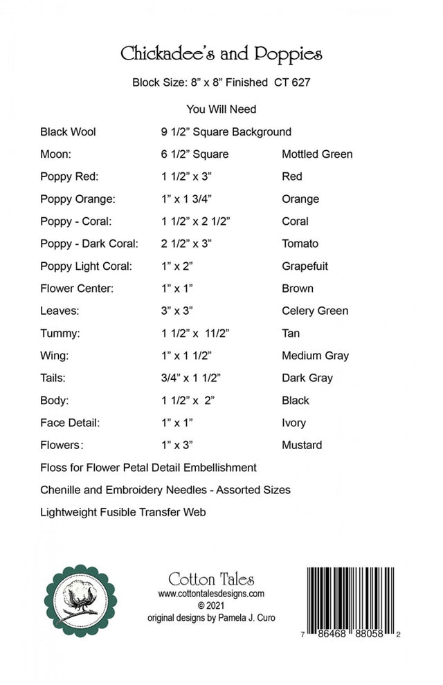 Chickadee and Poppies Patterns – Quilting Books Patterns and Notions
