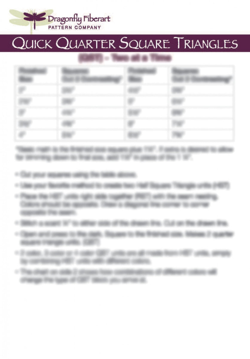 Quarter Square Triangles Learning Card Pattern – Quilting Books ...