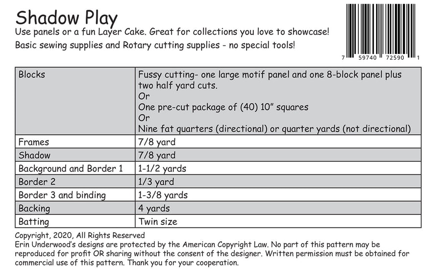 Shadow Play Patterns – Quilting Books Patterns and Notions