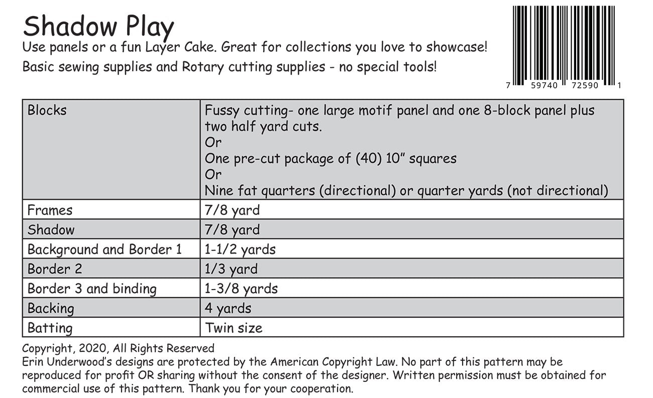 Shadow Play Patterns – Quilting Books Patterns and Notions