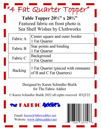 4 Fat Quarter Topper Pattern – Quilting Books Patterns and Notions